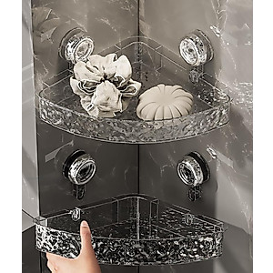 Generic Raidley No Drill Clear Wall Caddy, No-Drill Clear Wall Caddy Drill-Free Removable, Multifunctional Triangle Storage, Storage Rack for Kitchen, Bathroom (Grey 2Pcs), aq3534