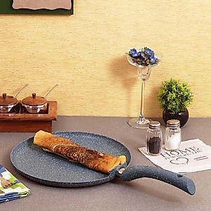 Wonderchef Granite Non-Stick Dosa Tawa | Induction Bottom | Soft-Touch Handles | Virgin Grade Aluminium | PFOA/Heavy Metals Free | 3.5mm | 28cm Non Stick Tawa | Grey
