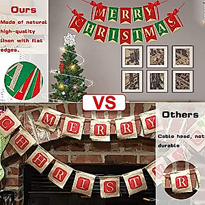 ZKC Merry Christmas Burlap Banner Home Garden-Xmas Bunting Decoration Indoor Outdoor Fireplace Wall Tree (Mix)
