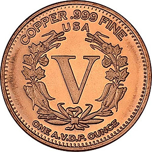 Private Mint Currency Design 1 oz .999 Pure Copper Round/Challenge Coin (1883 Liberty V Nickel Design)