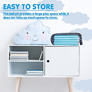 TuKIIE Ball Pit for Toddlers & Kids, 47" Large Foldable Play Ball Pool with Storage Bag, Portable Baby Playpen Yard Fence for Outdoor, Indoor(Light Blue)