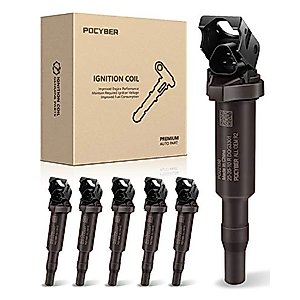 POCYBER Ignition Coils Pack Set of 6 for BMW, Replaces OE# 0221504470 00044 Fits BMW 325i 335i 328i 525i 530i 330i 650i X3 X5 M3 M5 M6 Z3 Z4 Mini More
