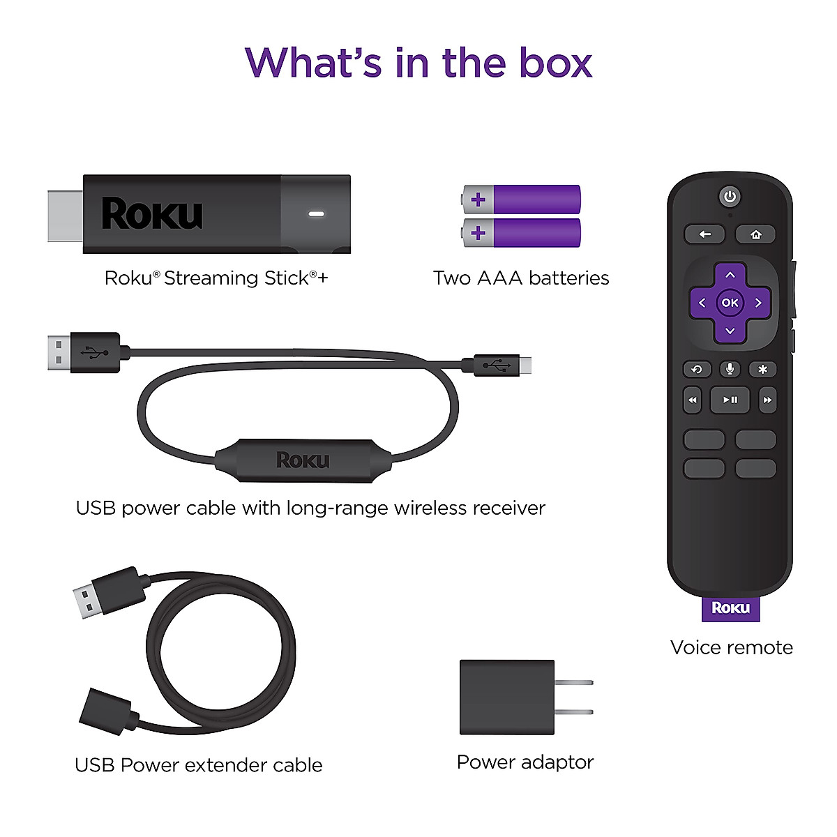 Roku Streaming Stick+ | HD/4K/HDR Streaming Device with Long-range Wireless and Roku Voice Remote with TV Controls