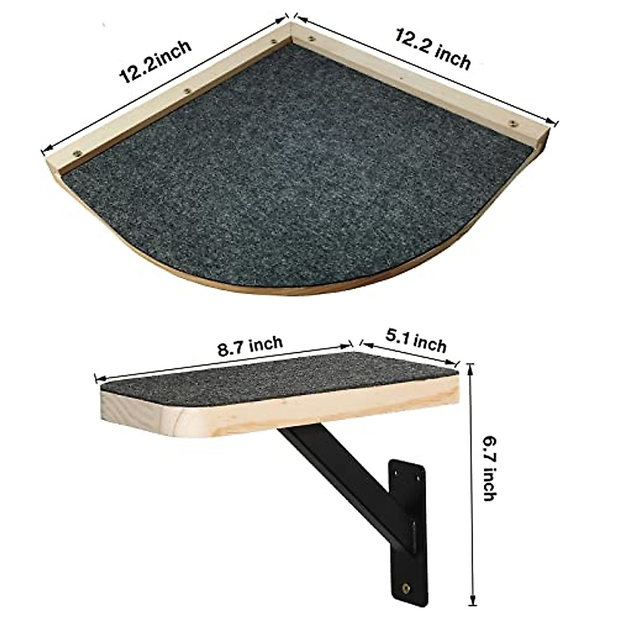 Purife Cat Hammock for Indoor Cat Wall Perch Set with 2 Steps, Wall Mounted Corner Cat Shelves, Cat Wall Bed with Climbing Steps, Wall Cat Climbing Shelf, Cat Scratching Post