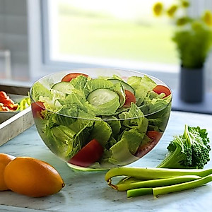 Large Salad Bowl, Circular Shaped In Premium Acrylic Break Resistant Clear, 146 Ounce 2 Count