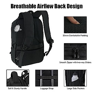 WOLT | Travel Laptop Backpack for Women & Men - airplane approved carry on Business Bag with USB Charging Port, fits 15.6 Inch Notebook (Black)