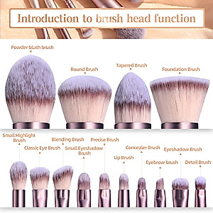 BS-MALL Makeup Brushes Stand Up Premium Synthetic Foundation Powder Concealers Eye Shadows (14rose)