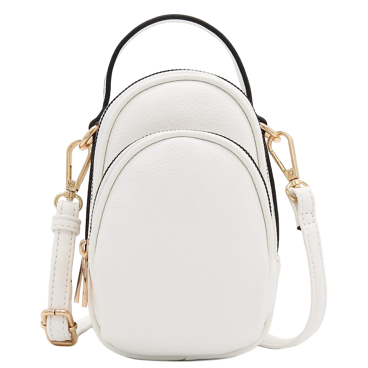 FashionPuzzle Two Compartment Phone Crossbody Mini Bag (White)