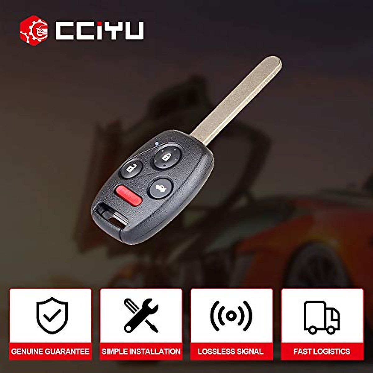 cciyu 4 Buttons Key Fob Replacement Keyless Entry Remote Car Key Fob Clicker Transmitter Alarm Replacement for 08-15 for H onda Accord/Pilot KR55WK49308 267T-5WK49308 5WK4930 (Pack of 1)