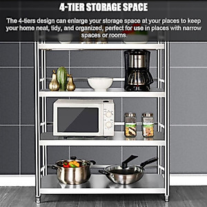 YEDECOR 4-Shelf Heavy Duty Storage Shelving Unit Stainless Steel Organizer Rack Free Standing Storage Shelf for Laundry Bathroom Kitchen Pantry, Silver,35.4" Lx15.8 Wx59.1 H