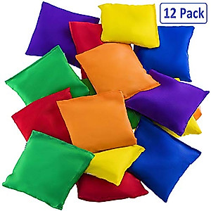 Prextex 12 Pack Nylon Bean Bags - Fun Sports Outdoor Family Games - Bean Bag Toss - Carnival Toy - Bean Bag Toss Game - Small Bean Bags for Kids - Bean Bags for Cornhole - Mini Bean Bags for Tossing