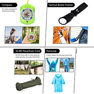 Emergency Survival Kit, 151 Pcs Survival Gear First Aid Kit, Outdoor Trauma Bag with Tactical Flashlight Knife Pliers Pen Blanket Bracelets Compass for Camping Earthquake or Adventures (Black)