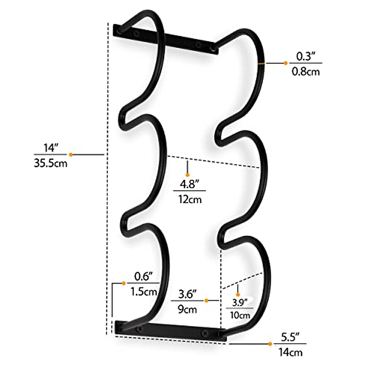Wallniture Dijon Wine Rack Wall Mounted & Under Cabinet Wine Storage Racks Kitchen Organization and Storage 3 Wine Bottles, Steel Black