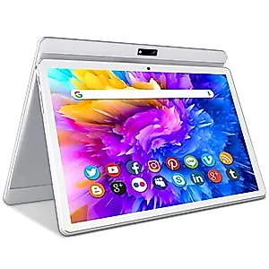 Tablet 10 Inch Android 9 HD Dual Sim Tablets with Quad Core, 32GB ROM /128 GB Expand, 3G Phone Call, WiFi, Bluetooth, Dual Camera, GPS, IPS Touchscreen, GMS Google Certified Tablet PC, (White)