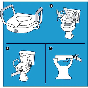 Cardinal Health ProBasics Raised Toilet Seat with Lock and Arms, 350 lb Weight Capacity.