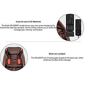Osaki OS-4000XT B Massage Chair with LED Light Control, Brown, Ache Sensor, L-Track Massage, 2-Step Zero Gravity Mode, 6 Massage Styles, 6 Auto Massage Programs, Space Saving Technology