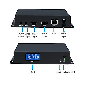 H265&H264/MJPEG HDMI Video Encoder HD 1080P@60HZ OLED Screen Video Audio Encoders with Loopout Max 4 Channels Streams Output HTTP/SRT/RTMP/RTMPS/RTSP IPTV Streaming for YouTube Facebook Live