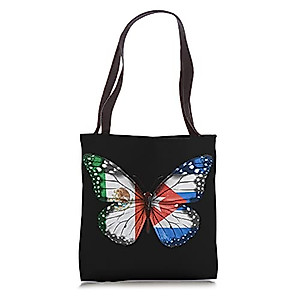 Mexican Cuban Flag Butterfly Tote Bag