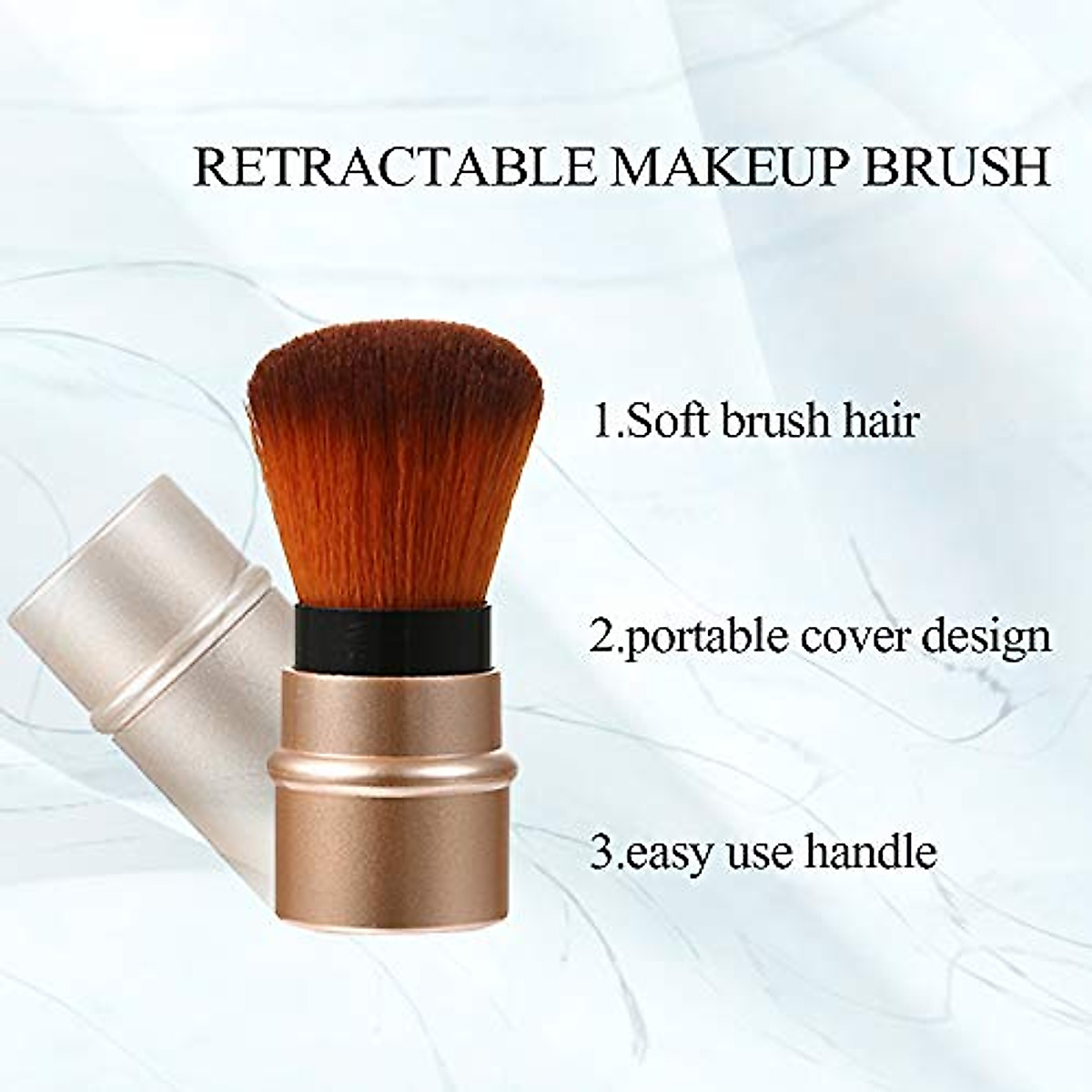 JewelryWe 3 Colors Cosmetic Beauty Makeup Minerals Powder Brush Travel Retractable Kabuki Brush,Foudation Blush Brush Cosmetic Tool (3pcs)