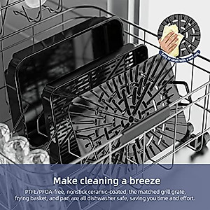 Electric Indoor Grill Air Fryer Combo,Chefavor Smokeless 11 QT 7-in-1 with Broil, Roast, Bake, Crisp, Dehydrate, Preheat, Smart Thermometer, Extra Large Capacity with Viewing Window, Black