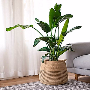 CHICVITA Jute Belly Plant Basket Woven Organizer for Storage Laundry Picnic Plant Pot Cover