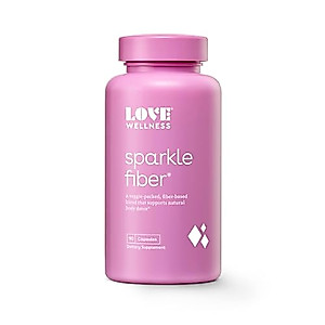 Love Wellness Sparkle Fiber Supplement for Digestive Health | Psyllium Husk Powder | Supports Regularity & Weight Management | Beauty Pills for Bloating Relief with Digestive Enzymes | 90 Capsules