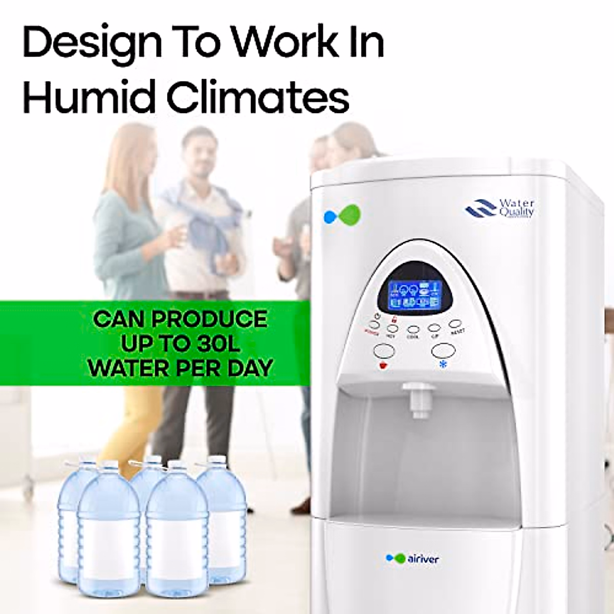 Airiver 5-in-1 Atmospheric Water Generator, Reverse Osmosis and Dehumidifier Filtration Machine in One - 30L/Day - Alkaline, Ionized, Mineralized Water - Home, Preppers and Offgrid- Hot/Cold Dispenser