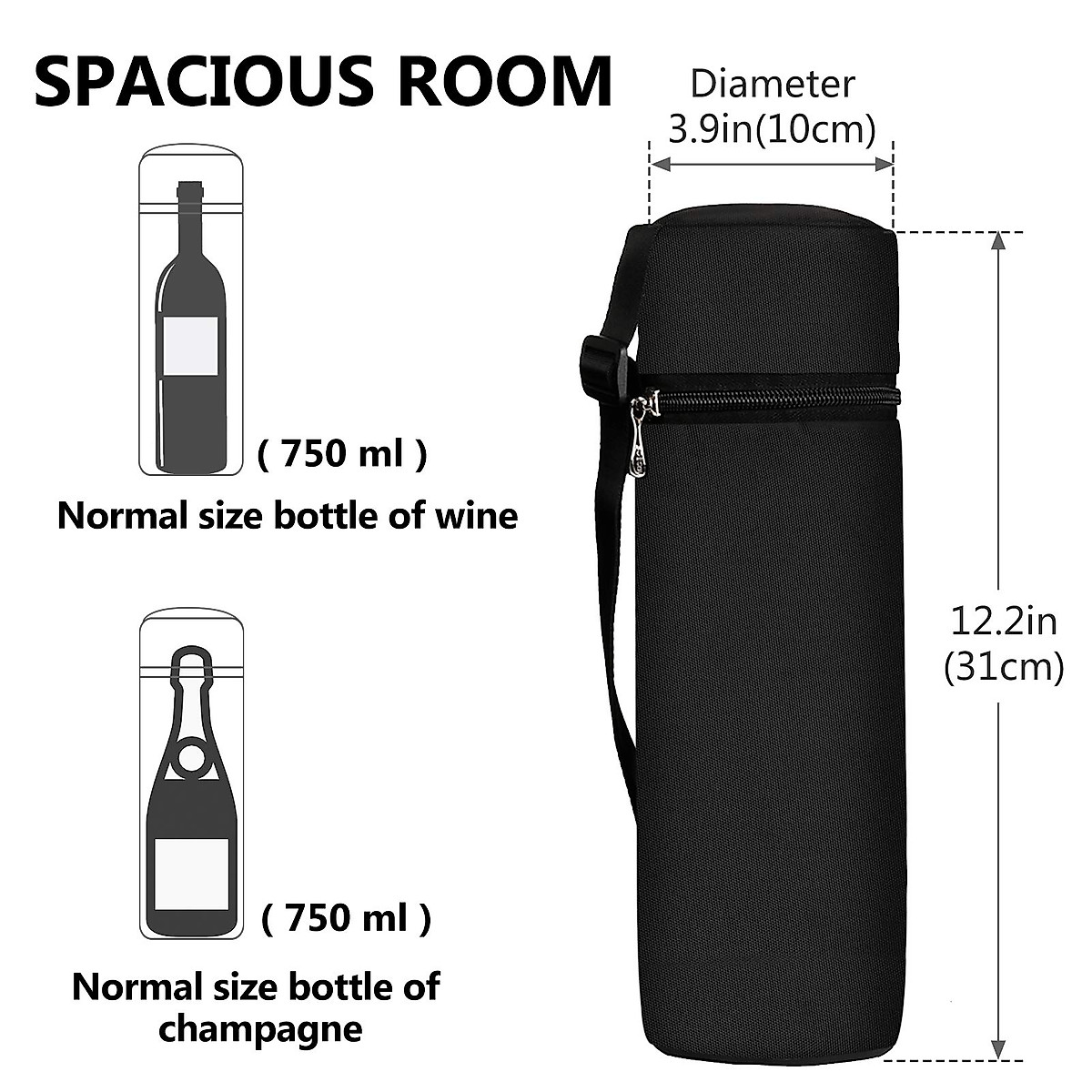Aosbos Insulated Wine Bag Water Bottle Carrier Portable Wine Cooler Bag Padded Protection Tote Bag with Shoulder Strap for Travel Picnic Purse