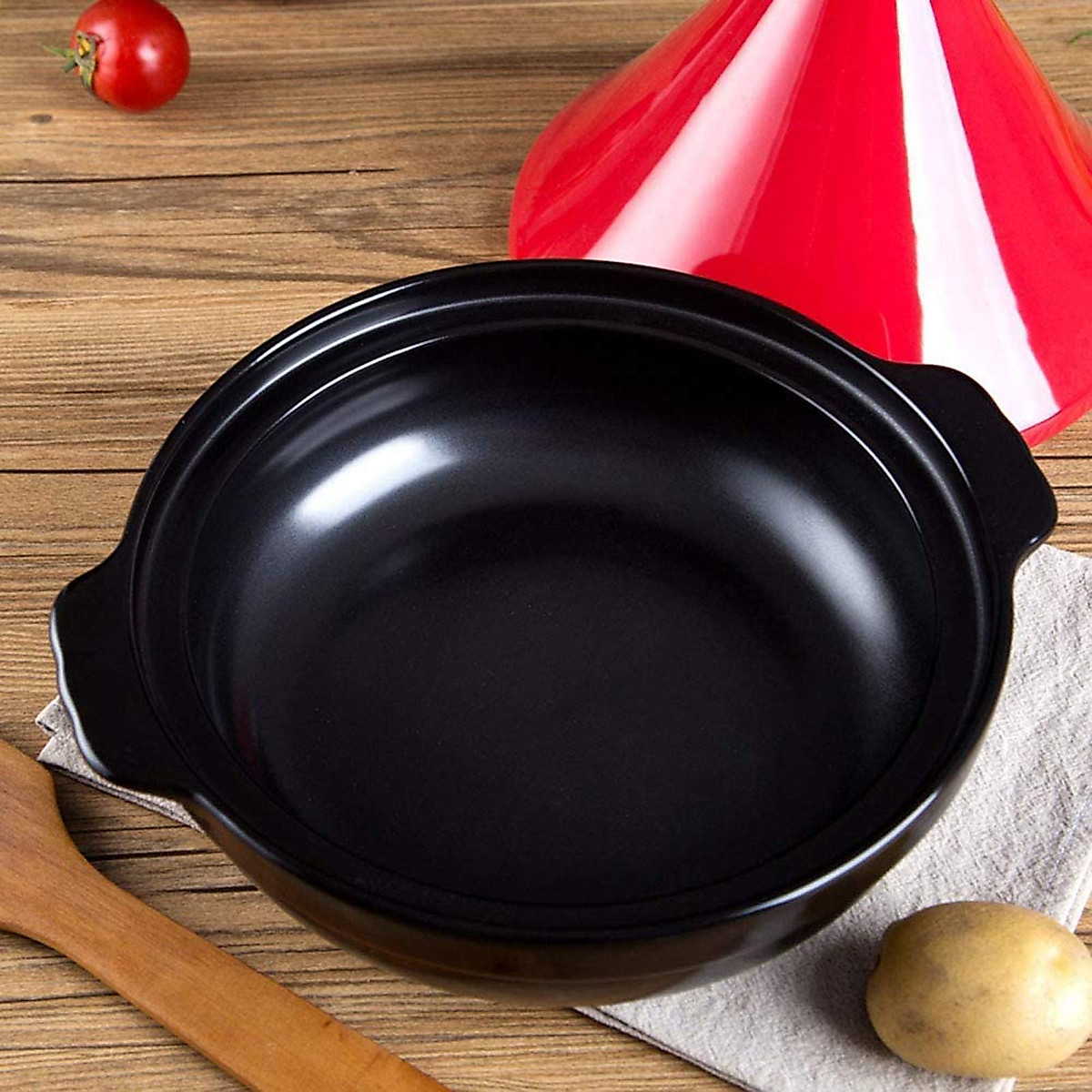 Tagine Moroccan Cast Iron Cooker Pot, Enameled Heat-Resistant Non-stick Casserole, with Lid - for 3-5 Persons Hand,Yellow