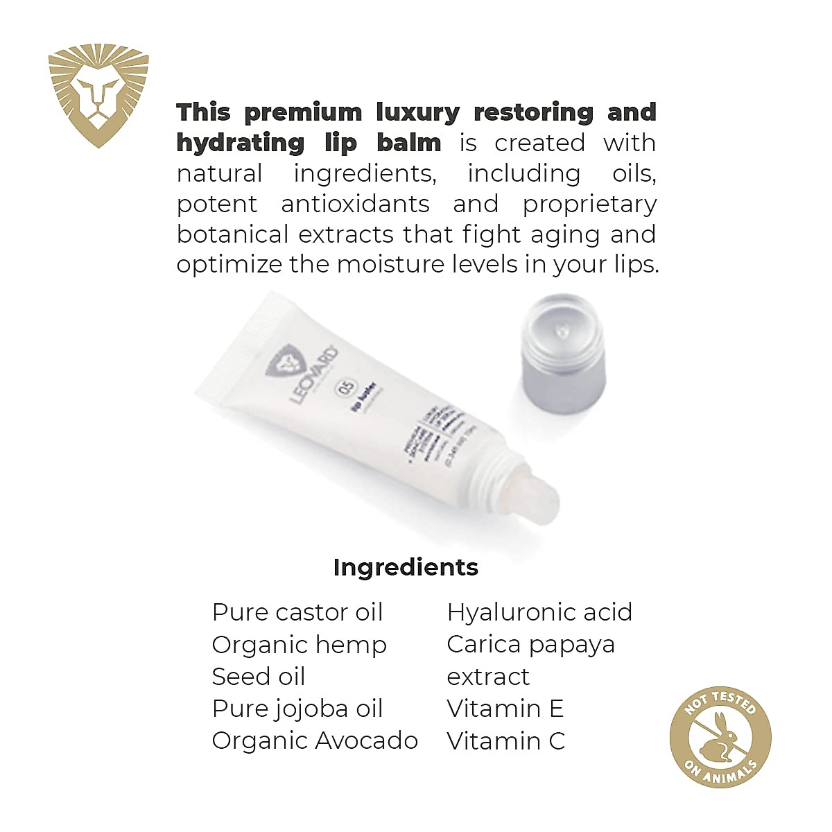Leovard Lip Luster Hyaluronic Acid Lip Hydrating Lip Serum Balm - Organic Natural Lip Hydrating Treatment, Moisturizing Lip Serum, Reduce Dryness Lip Lines Lip Enhancer For Fuller Plump Lips (1 Pack)