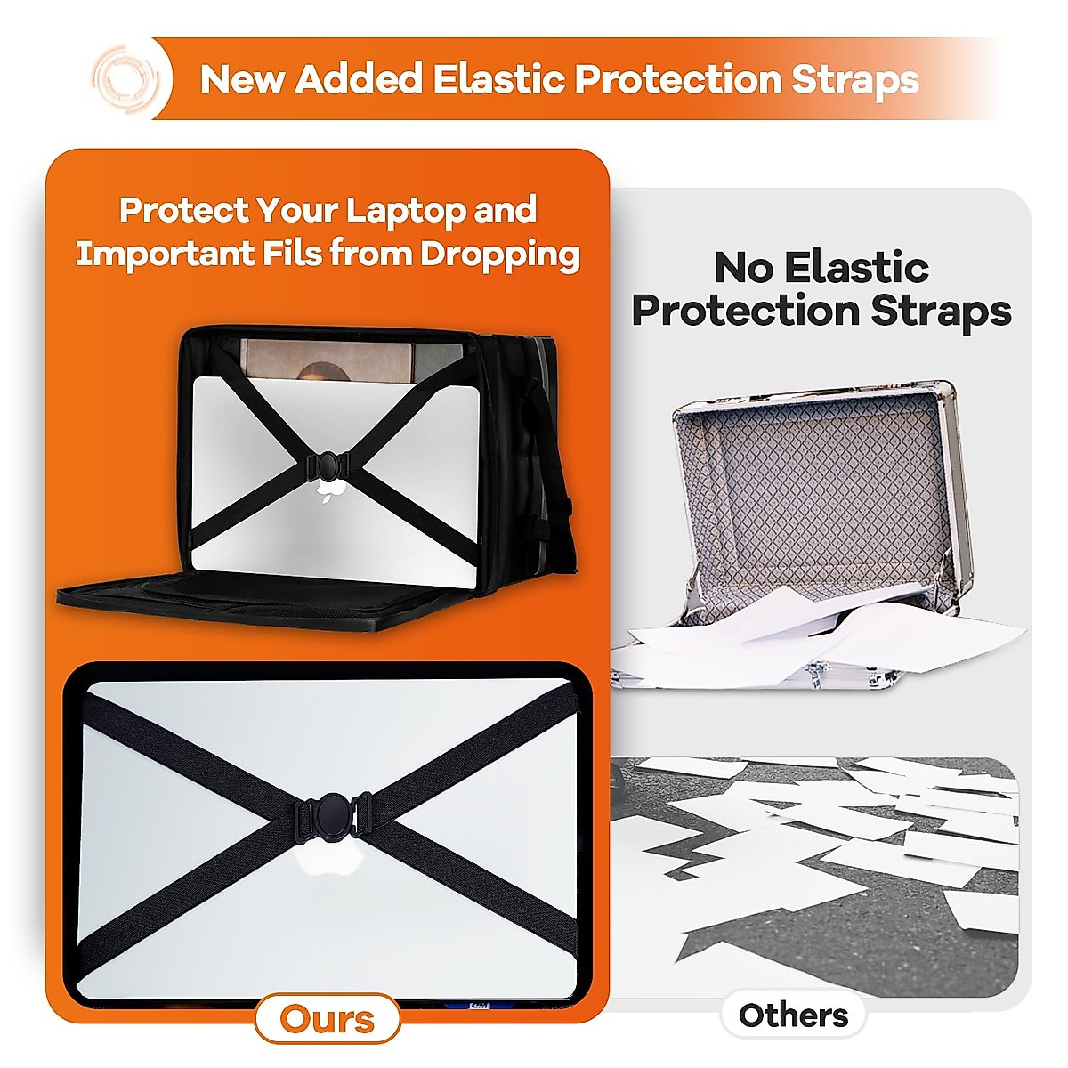 File Box with Lock, 2 Layers Fireproof Document Box, Waterproof Portable File Storage Organizer, 36 Pockets Fire Resistant File Box Organizer,Adjustable Handle for Hanging Letter/Legal Folder