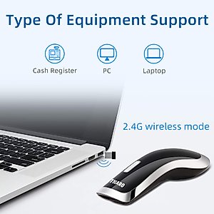 1D Barcode Scanner Wireless, THARO Mini Handheld Laser Bar-Code Reader,1D Barcode Scanner Cordless with USB Receiver for Store, Supermarket, Warehouse (White)