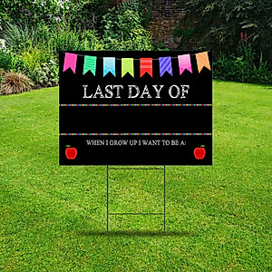 First And Last Day of School Lawn Sign 18x24 Inch Back to School Supplies Custom Yard Lawn Sign for Rent House Party Supplies Décor