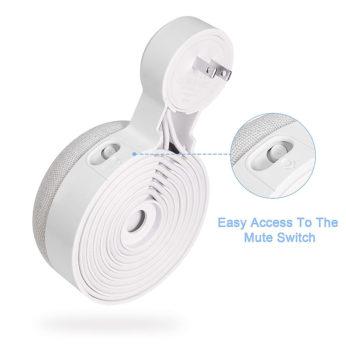 Caremoo Google Nest Mini Wall Mount Holder, Space-Saving Design Outlet Mount, Perfect Cord Management for Google Nest Mini 2nd Generation (White, 3 Pack)
