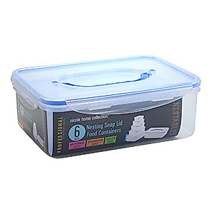 Nicole Home Collection Food Storage Plastic Containers with Locking Lids, Leak Proof, Airtight, Nested, Set Of 6 BPA Free Dishwasher and Freezer Safe