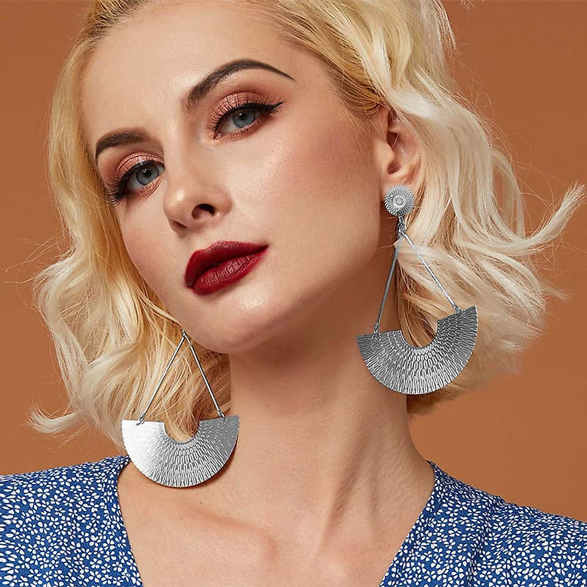 12 Pairs Gold Silver Geometric Earrings Exaggerated Statement Earrings Punk Stylish Sectored Twisted Earring Jewelry for Women (Silver)