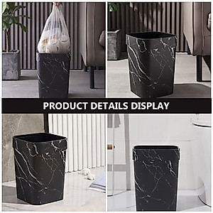 Zerodeko Waste Basket Square Small Trash Can Plastic Small Wastebasket Black Garbage Container Bin Garbage Can for Home, Kitchen, Bathroom, Office (14 L) Black Bathroom Decor