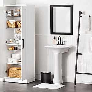 mDesign Metal Modern Oval Small 1.8 Gallon/ 6.9 Liter Trash Can, Wastebasket for Bathroom, Bedroom Holds Garbage, Waste, Paper, Recyclables - Mirri Collection - Black