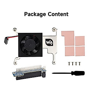 Waveshare Low-Profile CPU Cooling Fan for Raspberry Pi 4B/3B+/3B with Aluminum Alloy Bracket Include GPIO Adapter