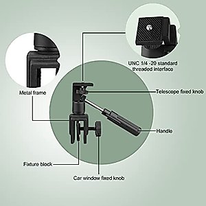 SVBONY SV126 Car Window Mount Adjustable Vehicle Clamp Mount Compact for Spotting Scope Monocular Binocular Telescope SLR Camera with Mounting Thread