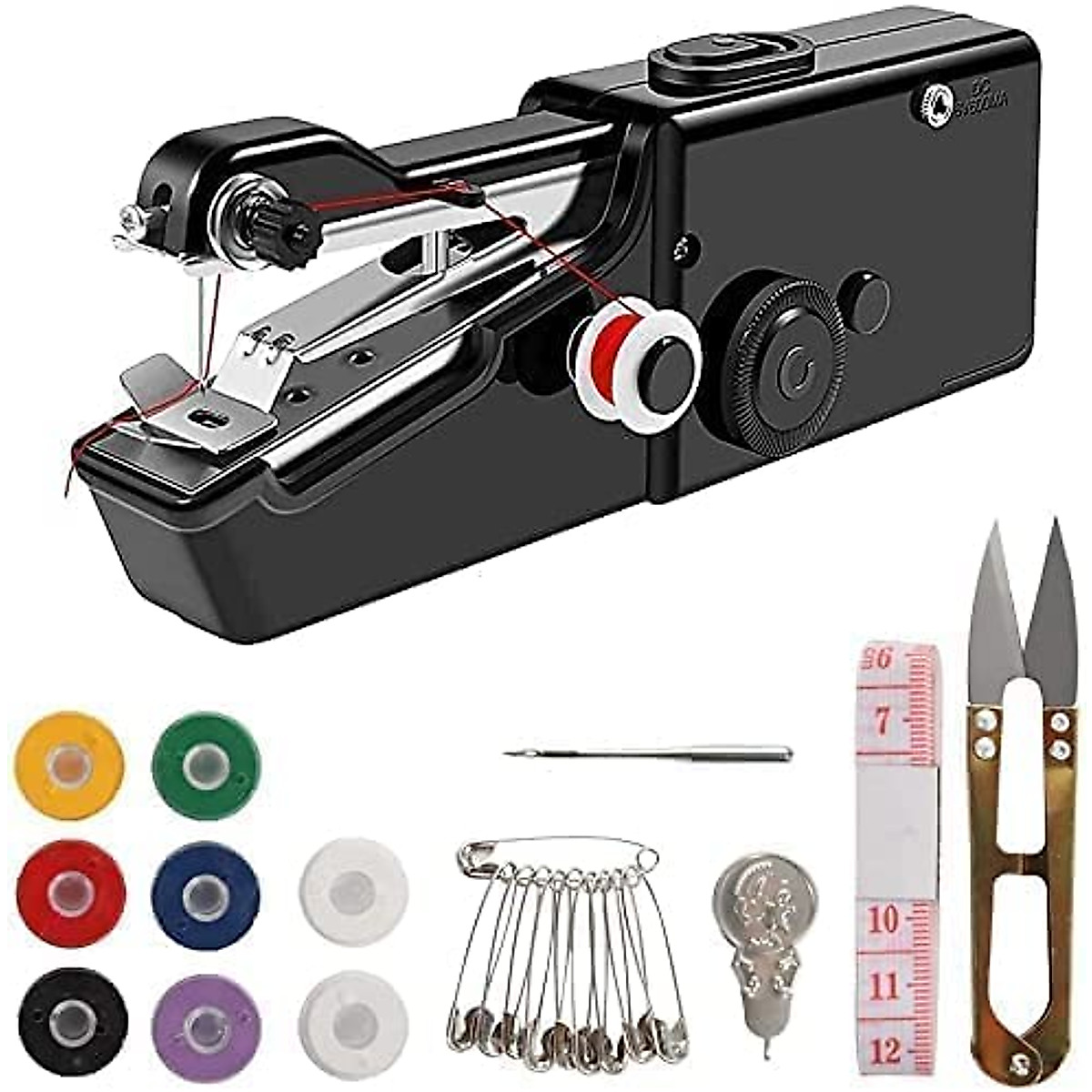 Black Handheld Sewing Machine, Mini Portable Electric Sewing Machine for Adult, Easy to Use and Fast Stitch Suitable for Clothes,Fabrics, DIY Home Travel