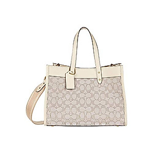 COACH Signature Jacquard Field Tote 30 B4/Stone Ivory One Size