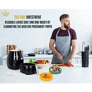 2-Pack Air Fryer Silicone Liners - Premium 8 Inch Air Fryer Liner - Reusable Air Fryer Liners - Food Grade Airfryer Liners Oven Accessories - Air Fryer Basket Oven Liners Fits 3.6 to 6 QT Air Fryer