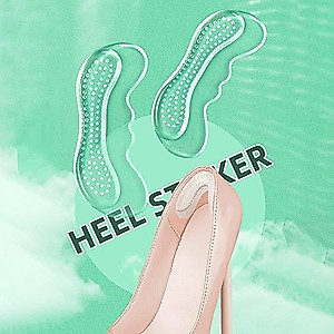 2Pcs of Transparent Invisible Self-Adhesive Gel Heel Pads: Non-Slip Cushion Grip Inserts for High Heels and Shoes