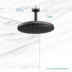 OFFO Shower Arm with Flange 3 Inches Ceiling Mount Replacement Rain Shower Head Straight Arm Ceiling-Mounted For Fixed Shower Head & High Pressure Rain Matte Black