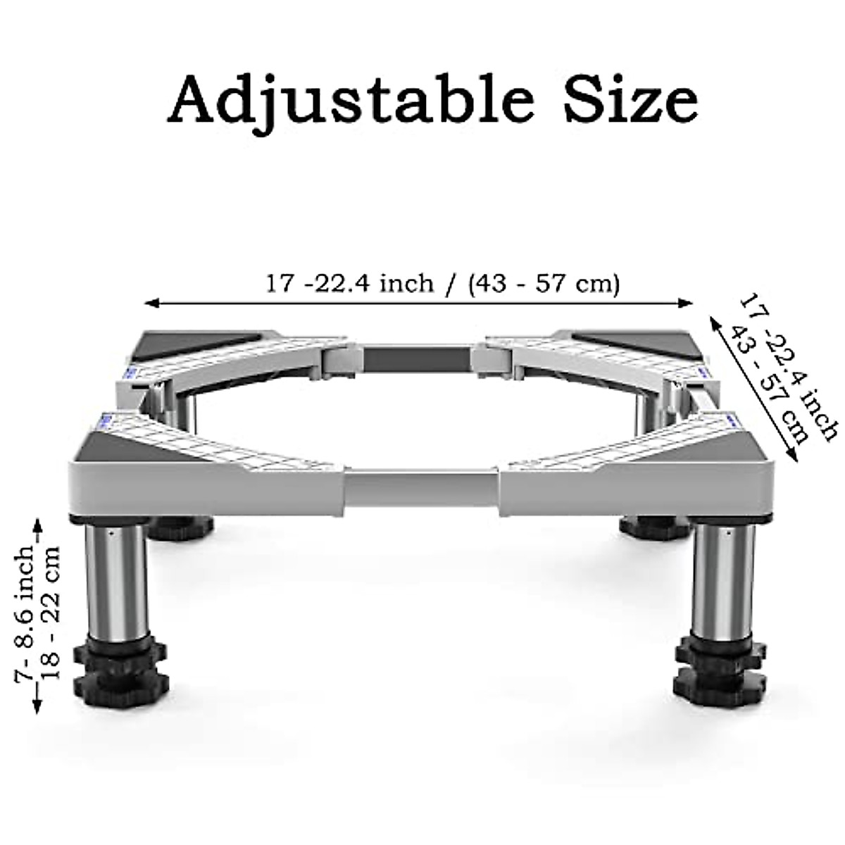 SEISSO Fridge Stand-Adjustable Washing Machine Base Stand with 4 Heavy Duty Feet Increase 7-8.6inch Height Universal Dryer Stand for Refrigerator Furniture Washing Dryer Max Load 770 LB (350 KG)