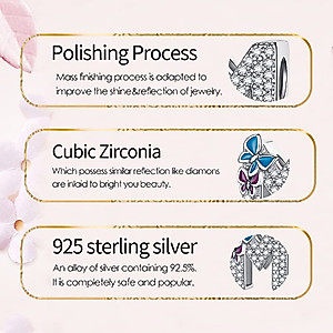 Complete A~Z Alphabet Charm Letter Beads, Solid 925 Sterling Silver with Cubic Stones Flower Butterfly fits European Bracelets Necklace Women Jewelry Gift Options