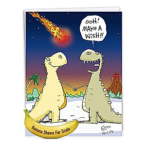 NobleWorks - 1 Jumbo Funny Birthday Card with Envelope (8.5 x 11 Inch) - Birthday Occasion Humor, Group Cartoon Card - Make a Wish J9735