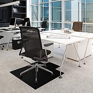 Advantagemat Black Vinyl Lipped Chair Mat for Carpets - 45" x 53",