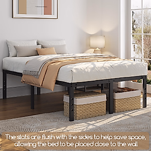 Yaheetech 18 Inch Full Bed Frames Heavy Duty Metal Platform Bed with Under Bed Storage, No Box Spring Needed, Easy Assembly, Sturdy Steel Slat Support, Black